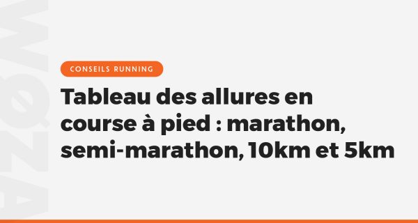 Tableau des allures marathon, semi-marathon, 10km et 5km